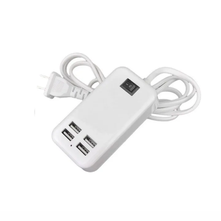 USB HUB Desktop Charger Adapter Cord 15W Portable 4 Ports (White ...