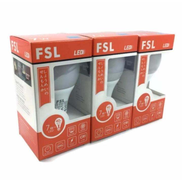 FSL หลอด LED A60 BULB 7 วัตต์ 600lm ขั้ว E27 แสงขาว Daylight แพค 3 หลอด ...