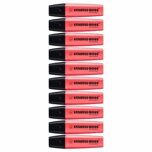 STABILO Boss Original ปากกาเน้นข้อความ ชุด 10 ด้าม - Red | Lazada.co.th