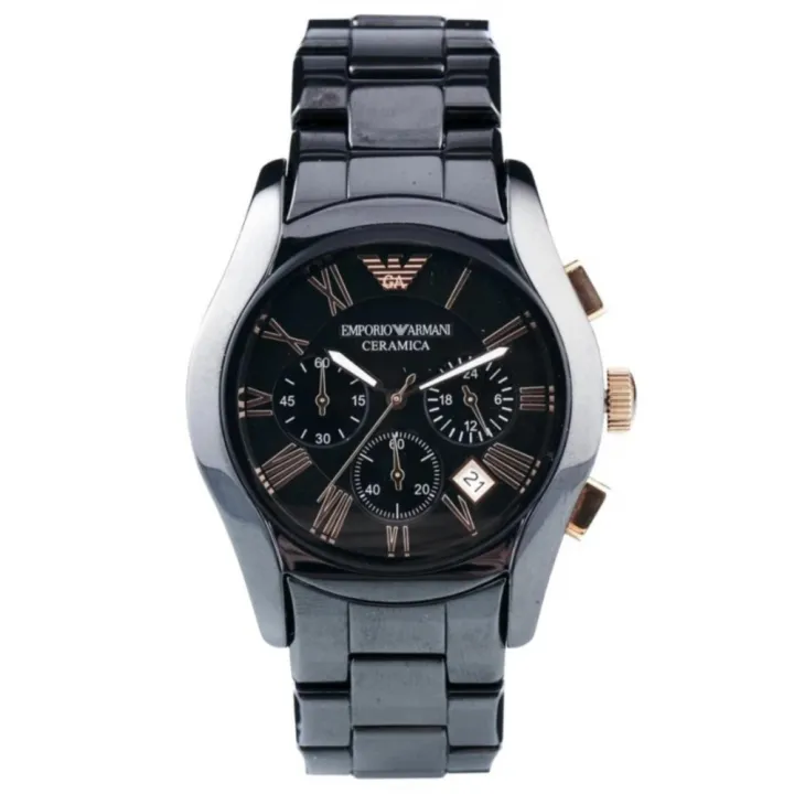 Emporio Armani Men's AR1410 Ceramica Black Stainless Steel Watch ...