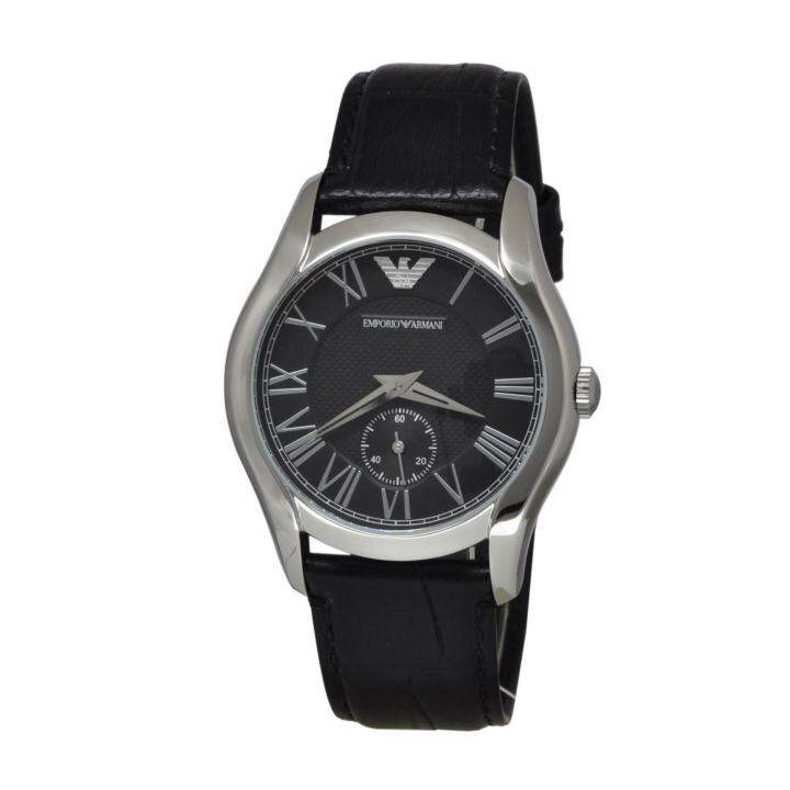 นาฬิกาข้อมือผู้หญิง Emporio Armani Classic Black Dial Black Leather ...
