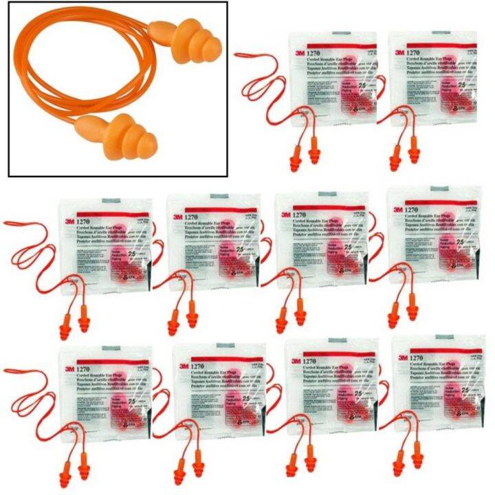 3M 1270 ปลั๊กอุดหูลดเสียง แบบมีสาย วัสดุยางสังเคราะห์รูปต้นสน 3 ชั้น ...