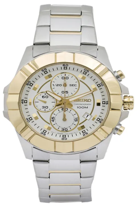 Seiko Two Tone Chronograph Watch Silver/Gold Strap รุ่น SNDD74P1 ...