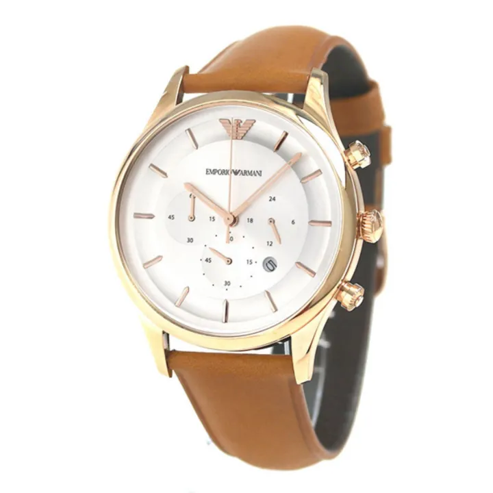 นาฬิกาข้อมือผู้ชาย Emporio Armani Silver Dial Mens Chronograph Watch ...