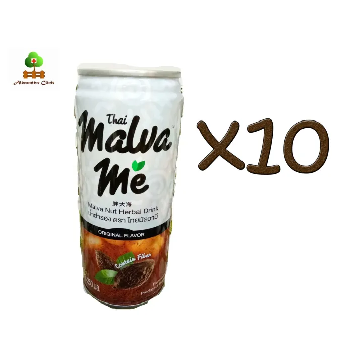 Thai malva me Malva Nut Herbal Drink Original flavor 250 ml 10 cans น้ำ ...