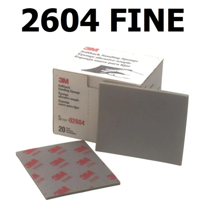 3M 2604 Fine (20 แผ่น) ฟองน้ำกระดาษทราย เบอร์ 320-400 ละเอียด 4.1/2"x5 ...