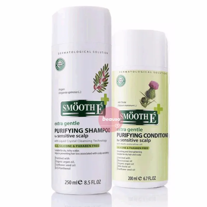 เซ็ตแชมพูและครีมนวด Smooth E Purifying Shampoo 250ml + Smooth E ...