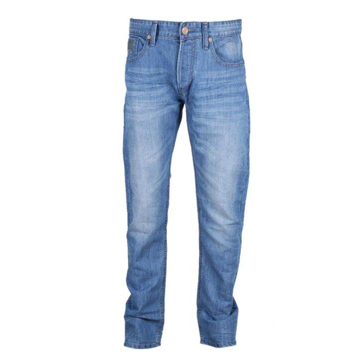 Decent Jeans กางเกงยีนส์ทรงกระบอกเล็กสีฟ้ากระเป๋าต่อเฉียง | Lazada.co.th