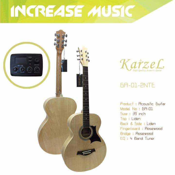 Karzel กีต้าร์โปร่งไฟฟ้า 39" คอเต็ม สีไม้ GA-01 | Lazada.co.th