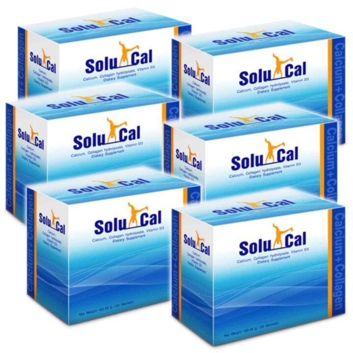 6 Box กล่อง โซลูแคล Solucal Calcium Collagen VitaminD3 30 Sachets ...