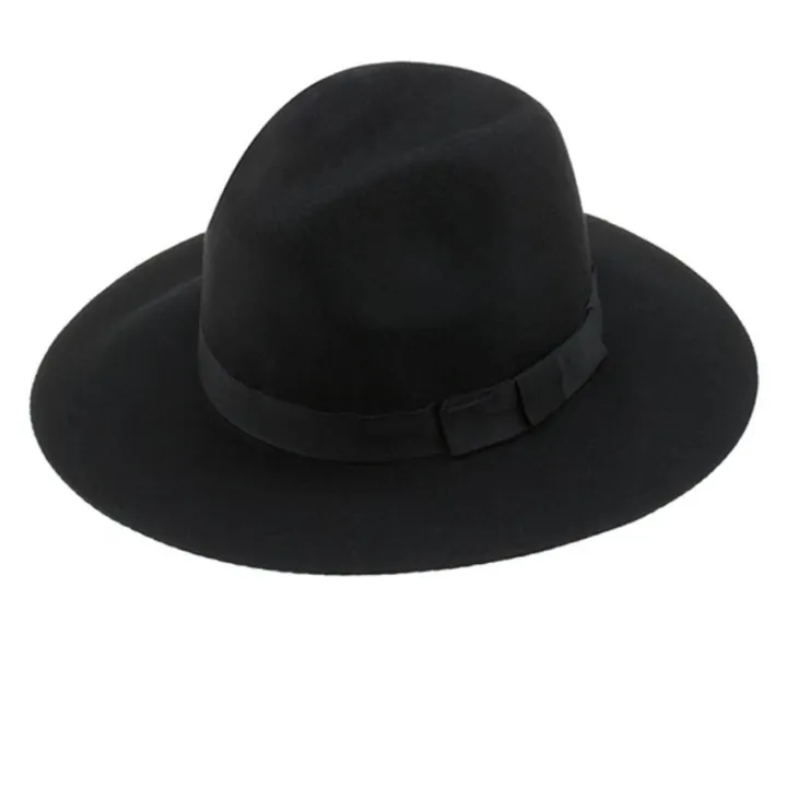 LUMINOUS MADISON Midnight fedora hat หมวกผ้าวูลทรงฟีโดร่า (สีดำ ...