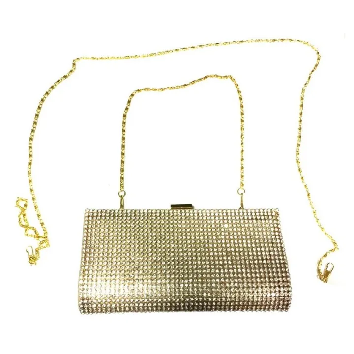 MC BAG กระเป๋าล้อมเพชร สำหรับคุณผู้หญิง รูปทรงโบ ( สีทอง ) | Lazada.co.th