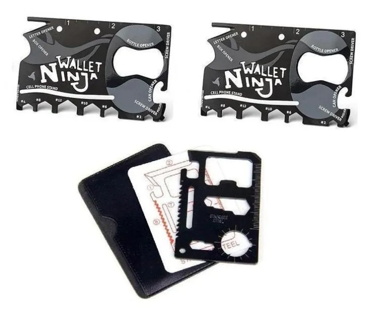 การ์ด Wallet Ninja - สีดำ (2 ชิ้น) + การ์ด Multitool 11 in 1 - รมดำ ...