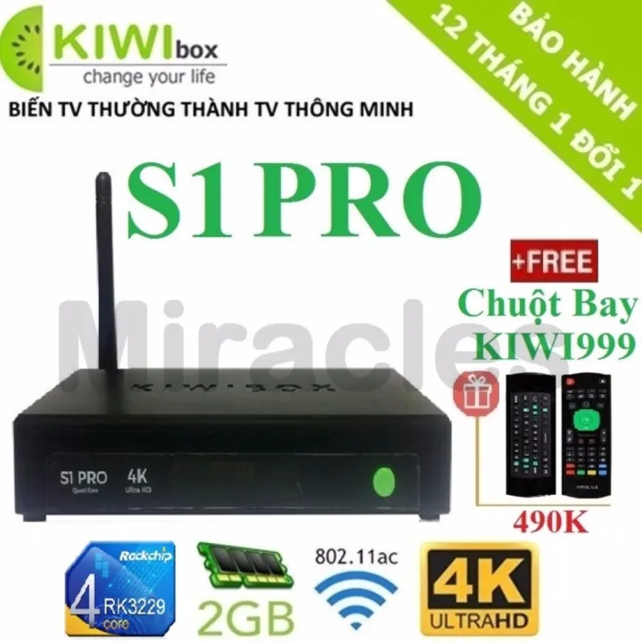 Android Tivi Box KIWIBOX S1 PRO (RAM 2G) + Tặng Chuột Bay KIWI999 trị giá 490K | Lazada.vn