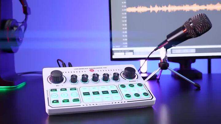 X50 Sound Card With 6 Modes RGB Bluetooth External DJ Mixer SoundCard ...